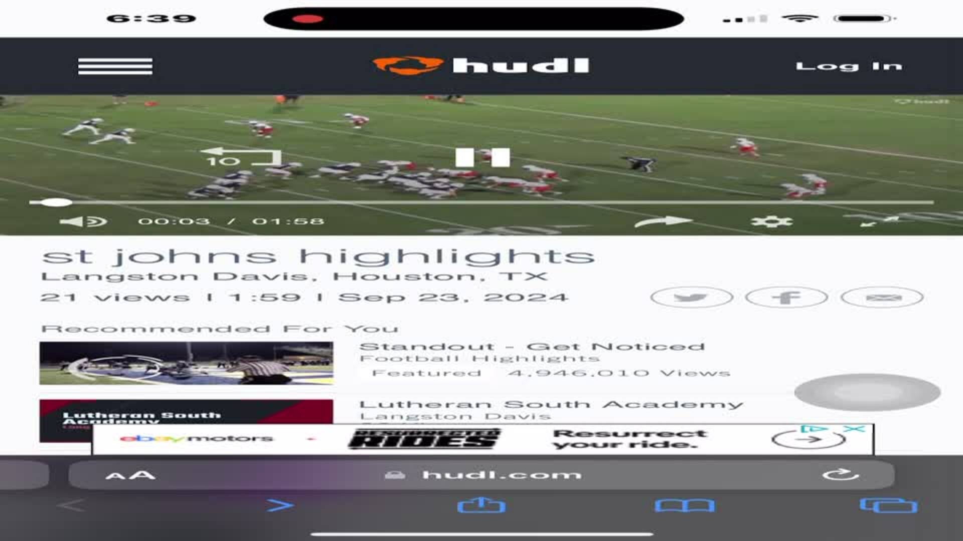 Second Baptist High School (Houston, TX) Varsity Football