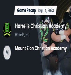 Mount Zion Christian Academy vs Harrells Christian Academy | Football ...