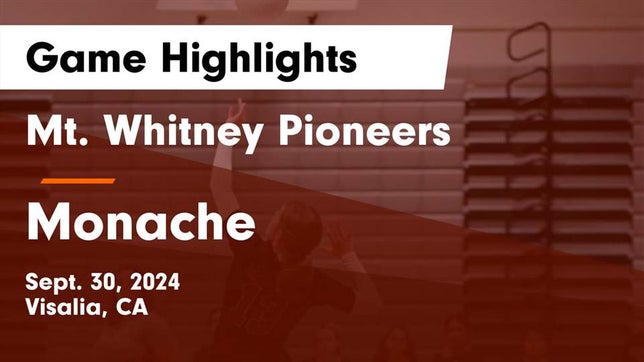 Volleyball Game Preview: Mt. Whitney Pioneers vs. Porterville Panthers
