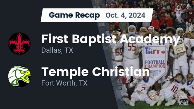 Football Recap: Temple Christian Skates Past Bishop Reicher Catholic ...