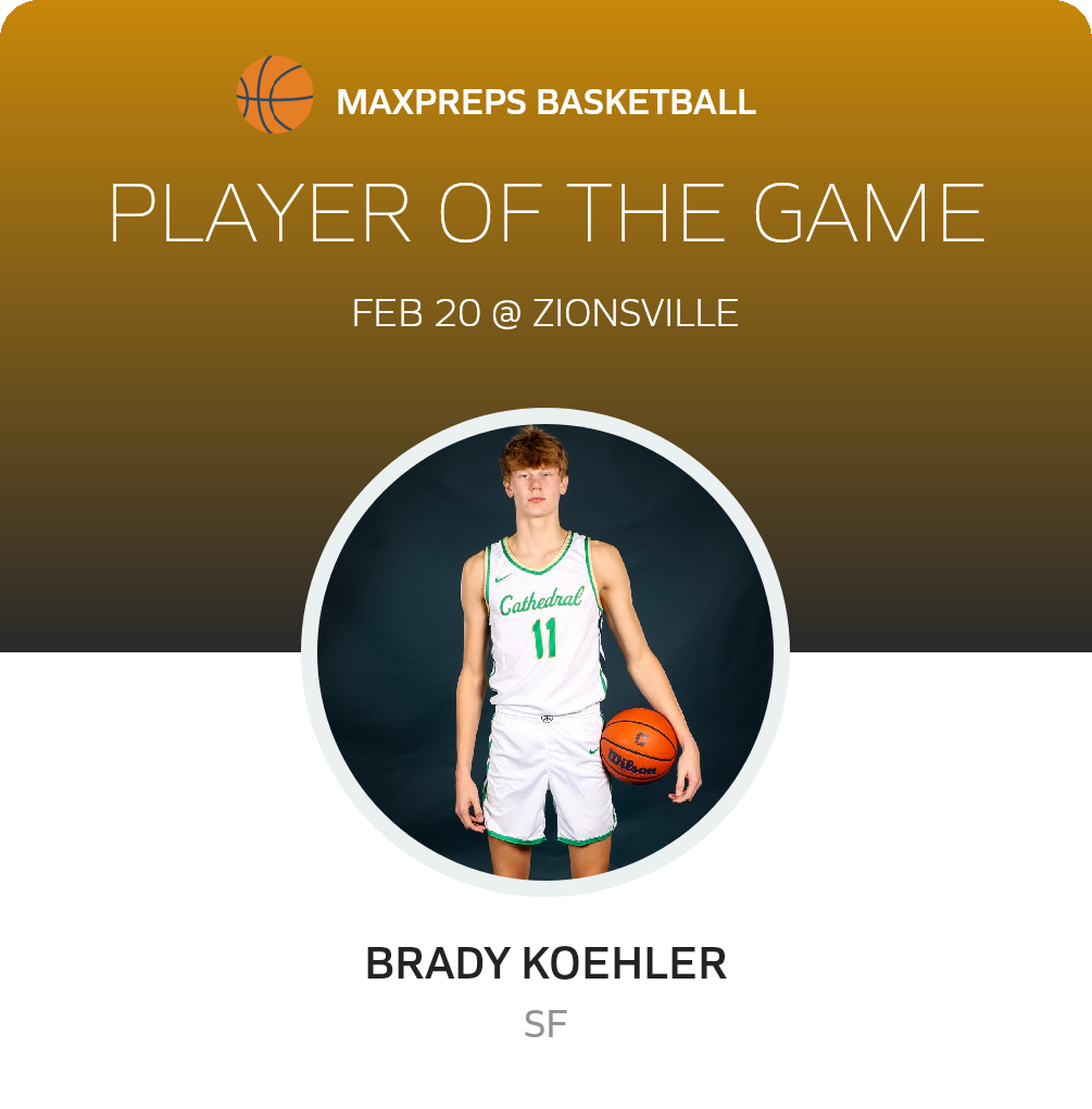 Brady Koehler's Cathedral High School Career Home