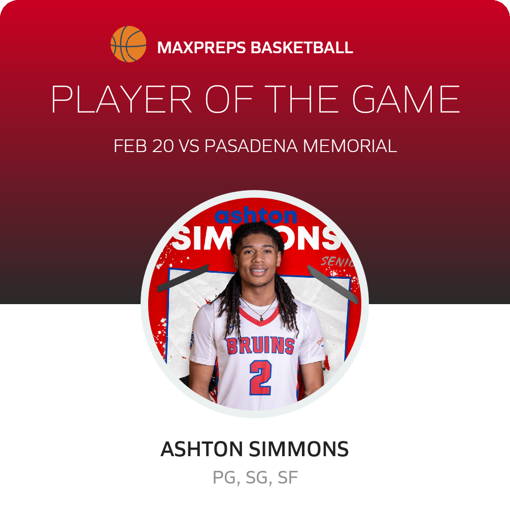 Ashton Simmons' West Brook High School Career Home