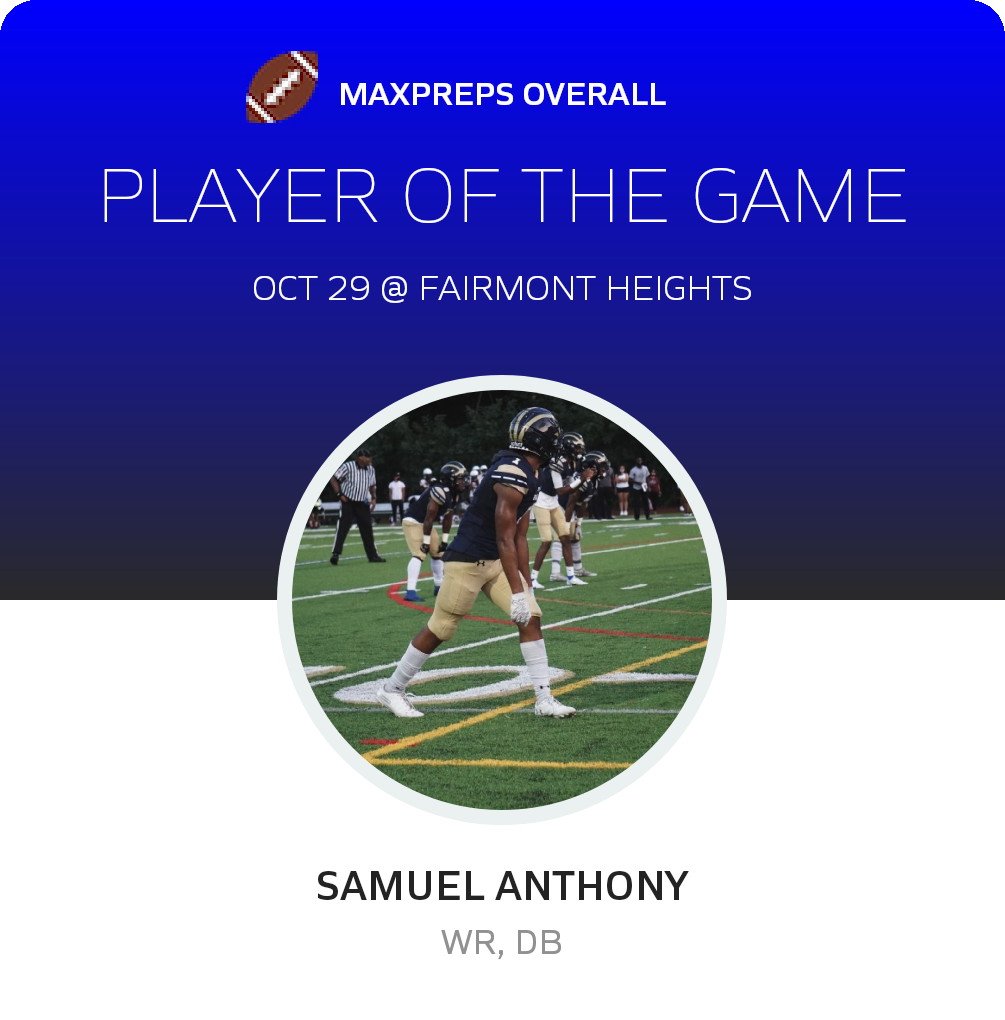 Samuel Anthony | Potomac HS, Oxon Hill, MD | MaxPreps