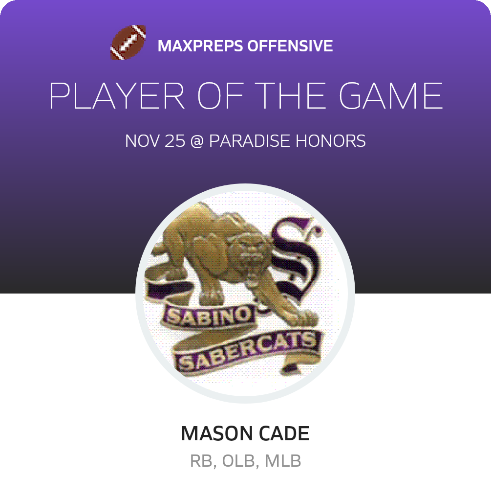 Mason Cade's Sabino High School Career Home