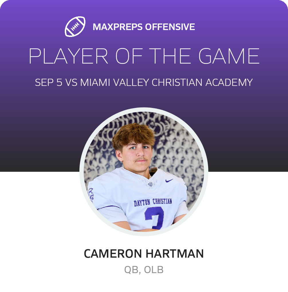 Cameron Hartman's Dayton Christian High School Career Home