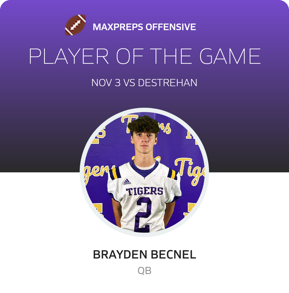 Brayden Becnel's High School Career Home