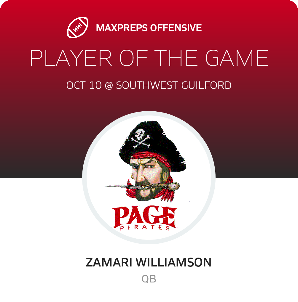 Zamari Williamson's Page High School Career Home