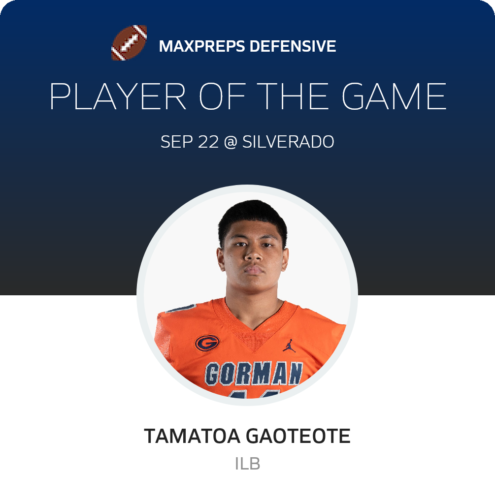 Tamatoa Gaoteote's Bishop Gorman High School Career Home